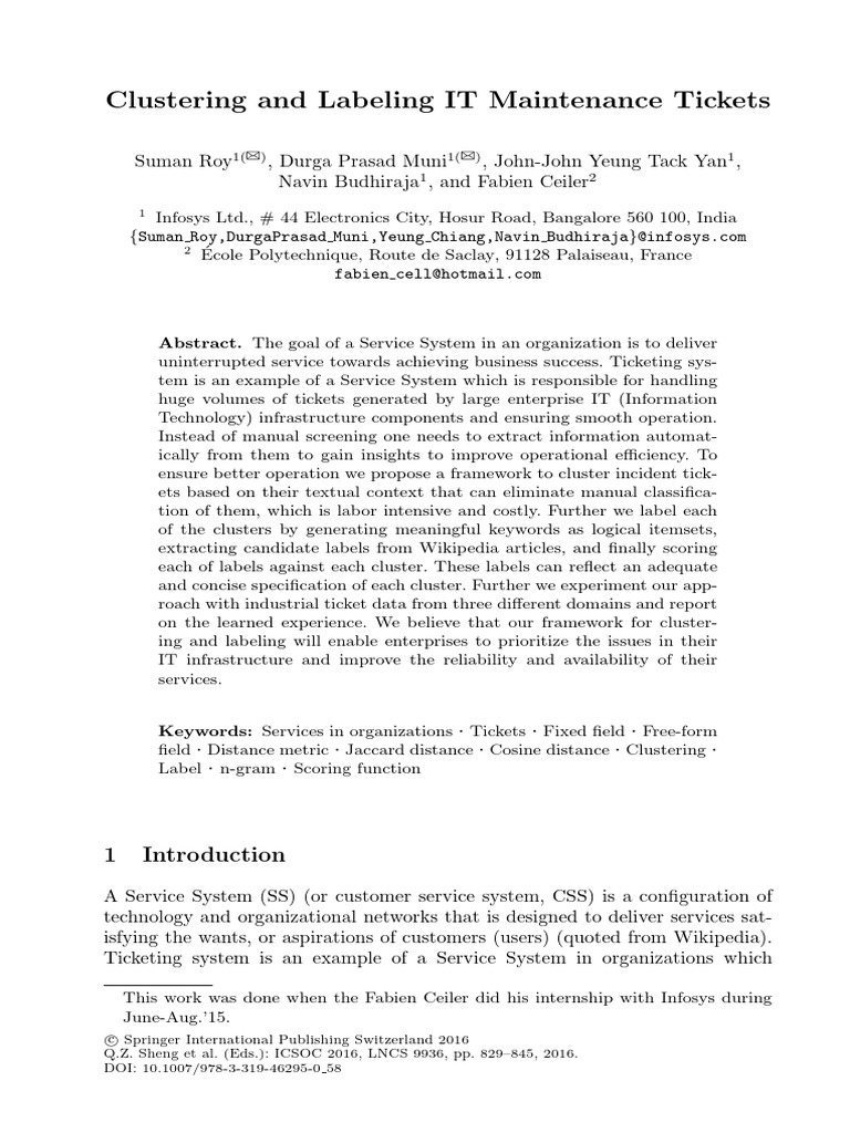 Clustering - and - Labeling IT Maintenance Tickets | PDF