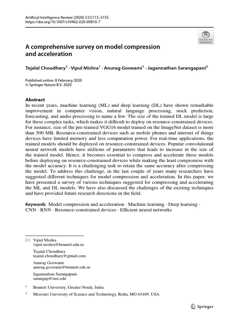 A Comprehensive Survey On Model Compression and Acceleration | PDF