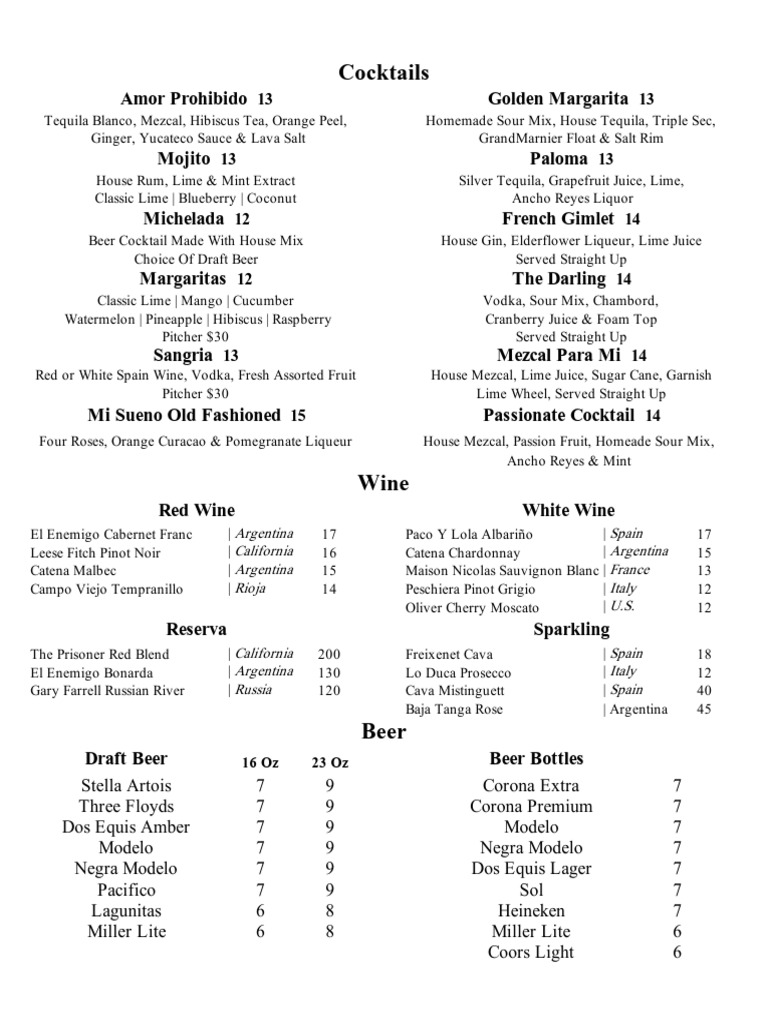 Cocktail List | PDF