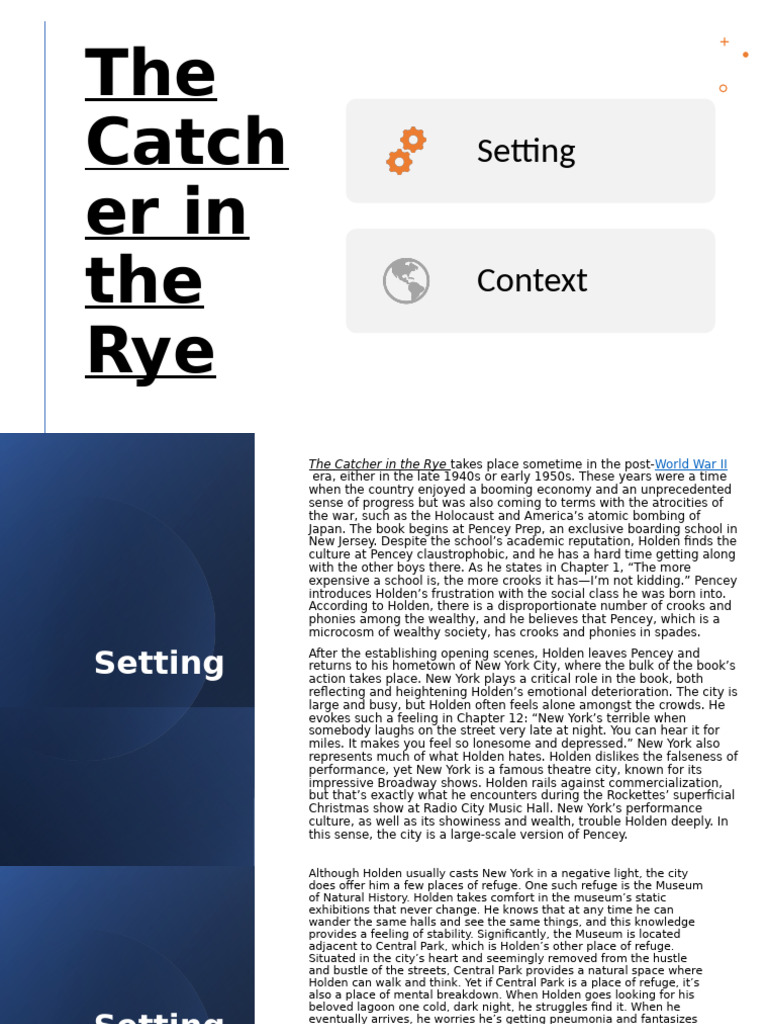 4b. The Catcher in The Rye - Setting & Context | PDF | Cost Of Living ...