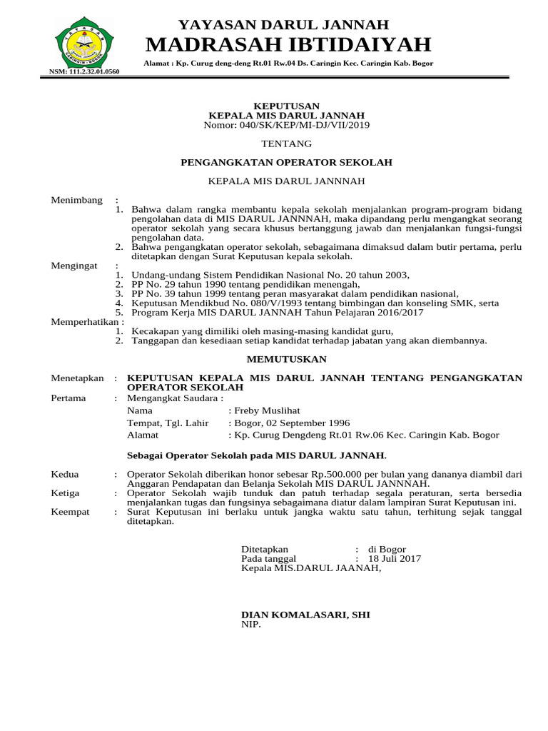 SK OPS MIS Darul Jannah | PDF