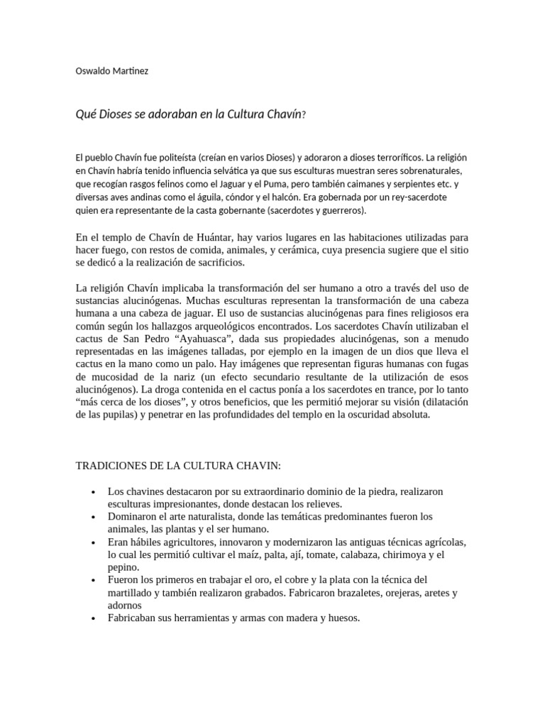 Dioses y Tradiciones Chavín | PDF | Ciencias sociales