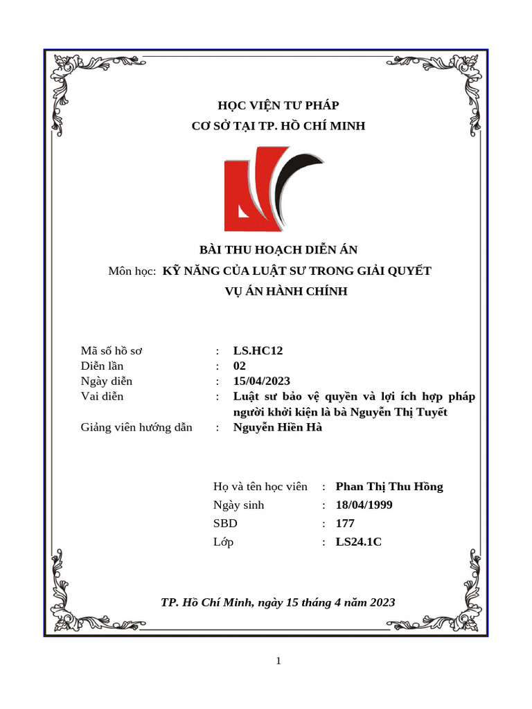 Bài Thu Ho CH Hành Chính 12. Thu H NG | PDF