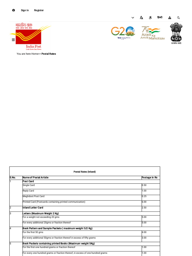Postal Rates | PDF