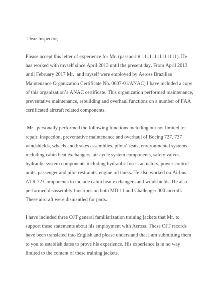 FAA Letter Templet 3 | PDF