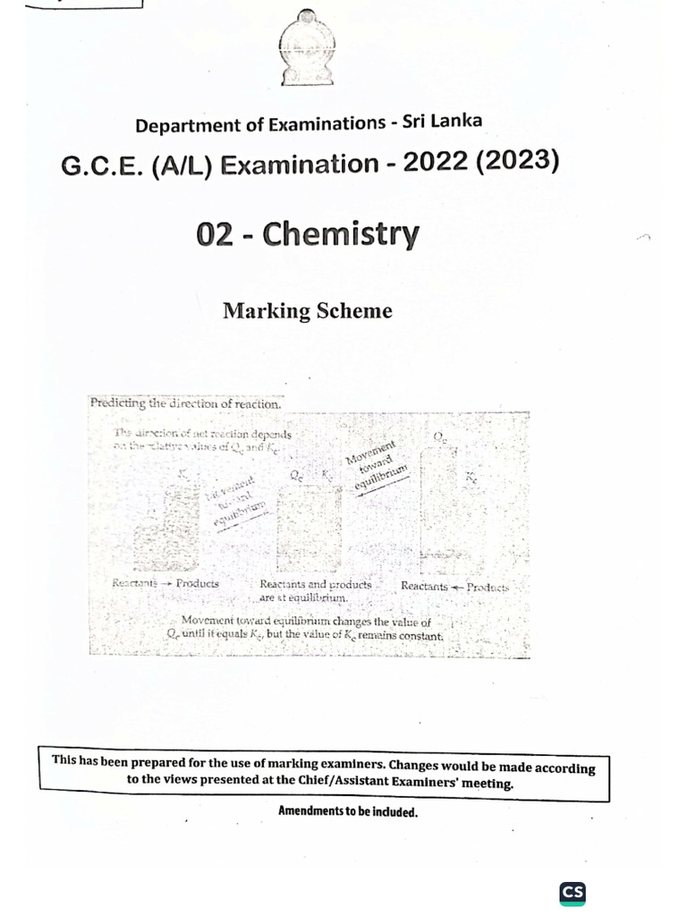 AL Chemistry Marking Scheme English Medium | PDF