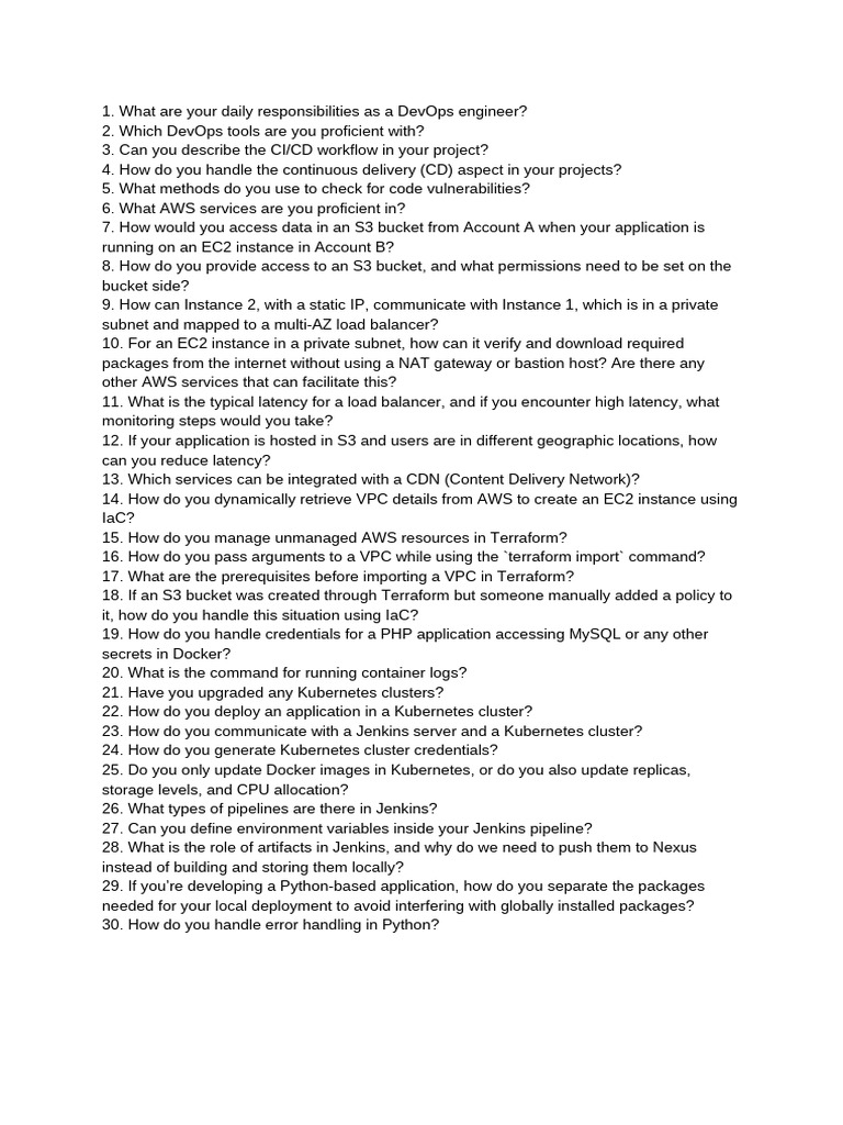 30 Real Time Interview Questions | PDF