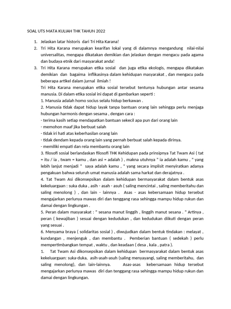 Soal Uts Mata Kuliah THK Tahun 2022.-1 | PDF