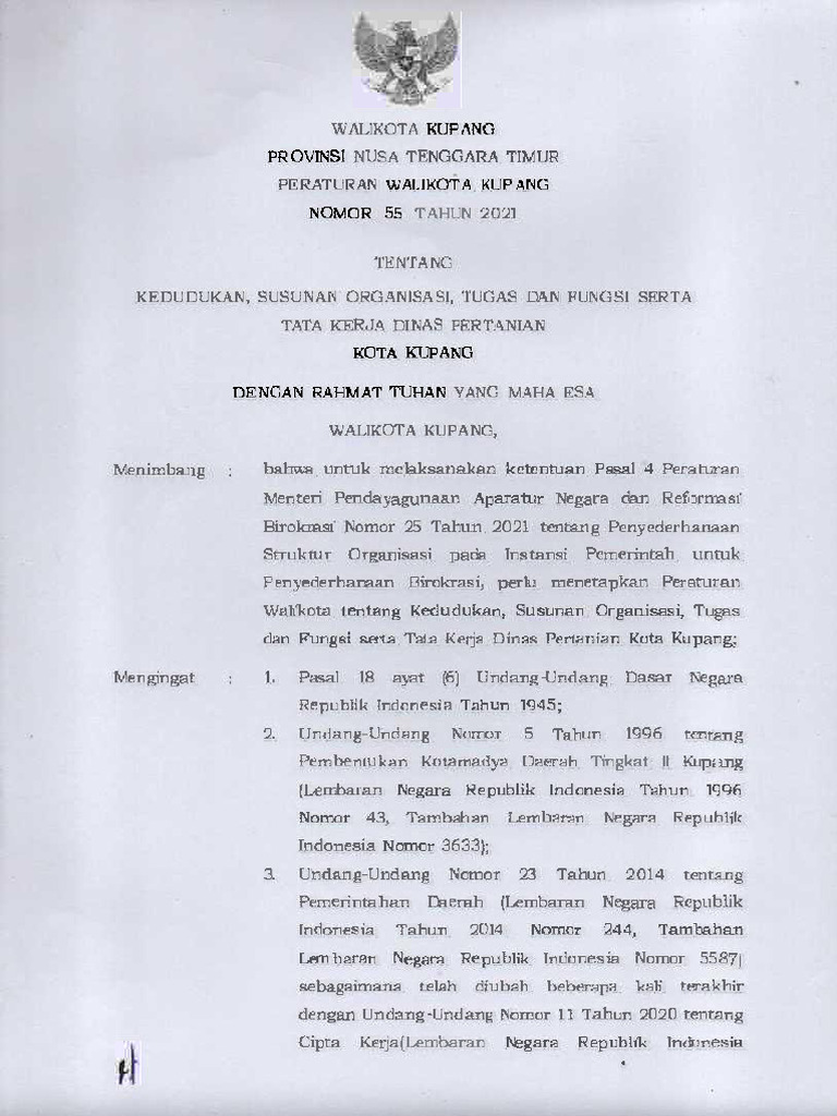 Perwali No. 55 Tahun 2021 | PDF