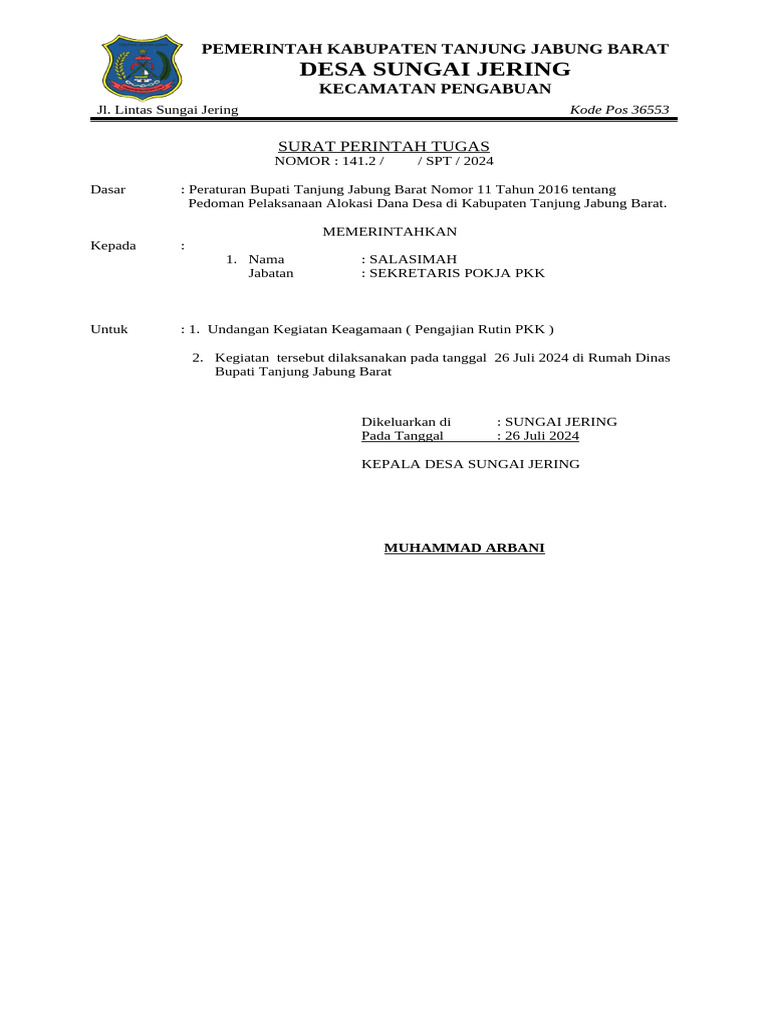 SPPD Kabupaten Buk Kades | PDF