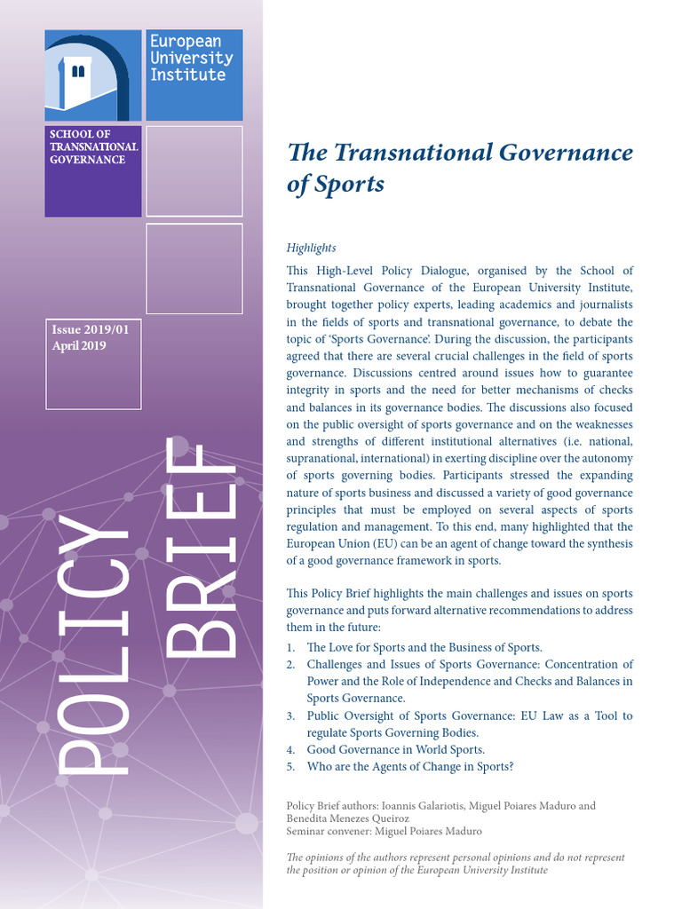 Sports Law Governance | PDF