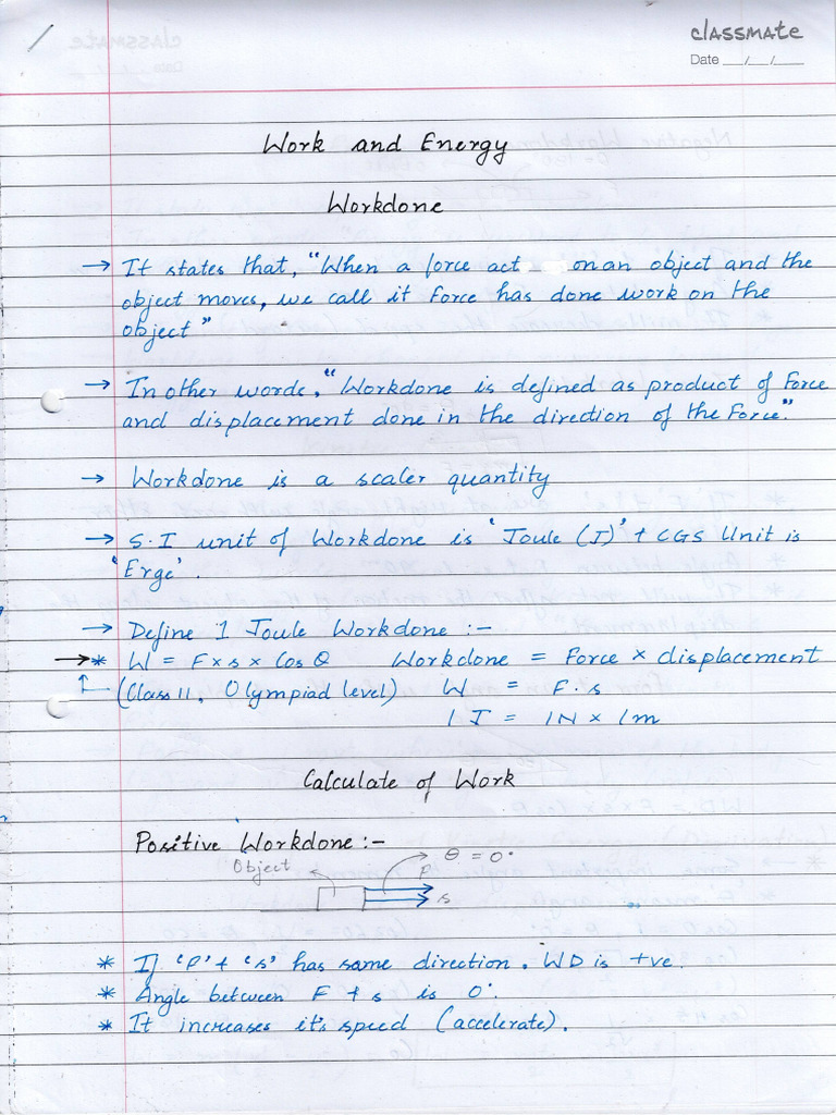 Work and Energy notes | PDF
