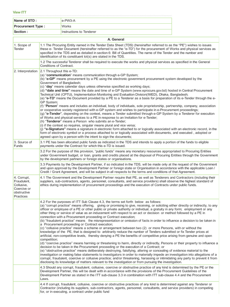 Section1 - Instructions To Tenderer | PDF