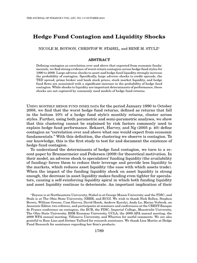 Hedge Fund Contagion | PDF