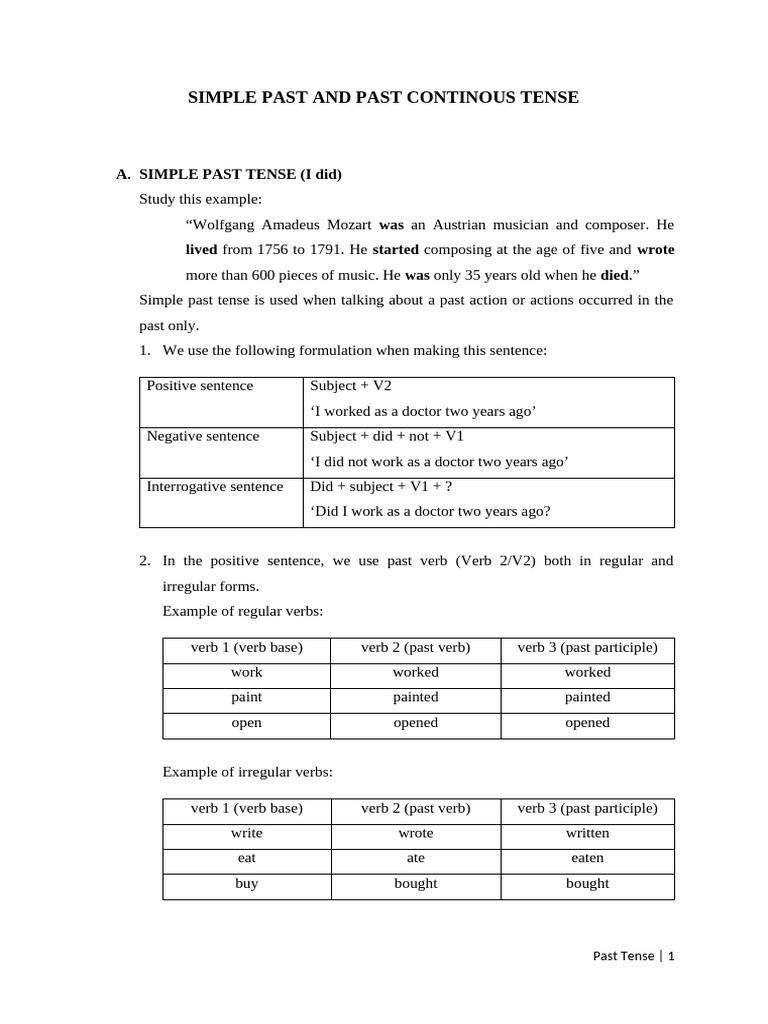 Simple Past and Past Continous | PDF