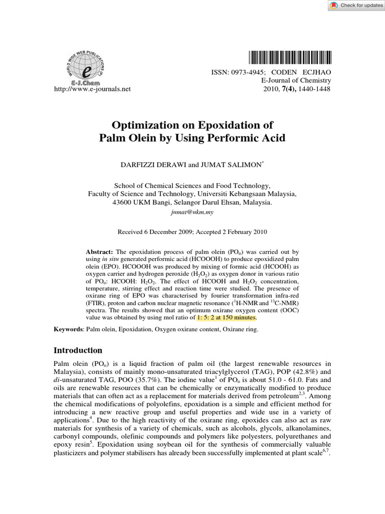 2010 - Derawi - Optimization On Epoxidation of Palm Olein by Using ...