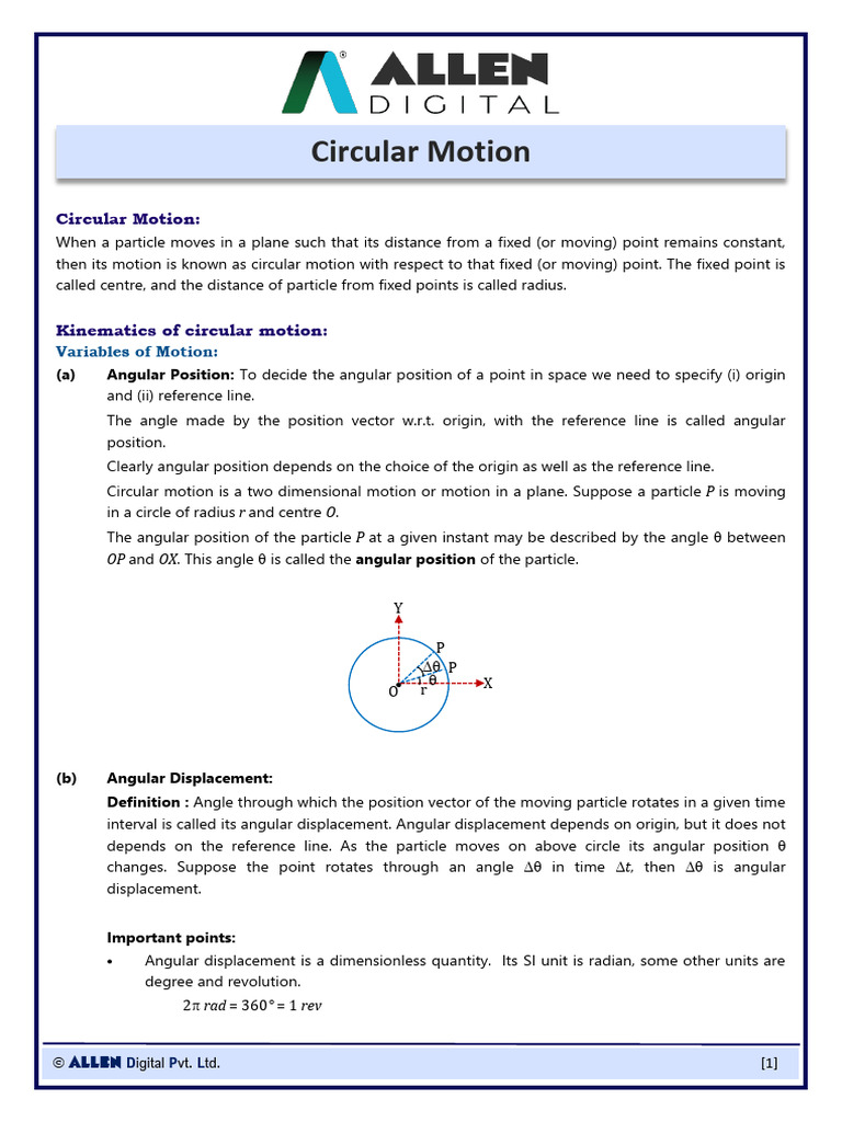 @bohring Bot ? 1. Theory Circular Motion JEE Live | PDF