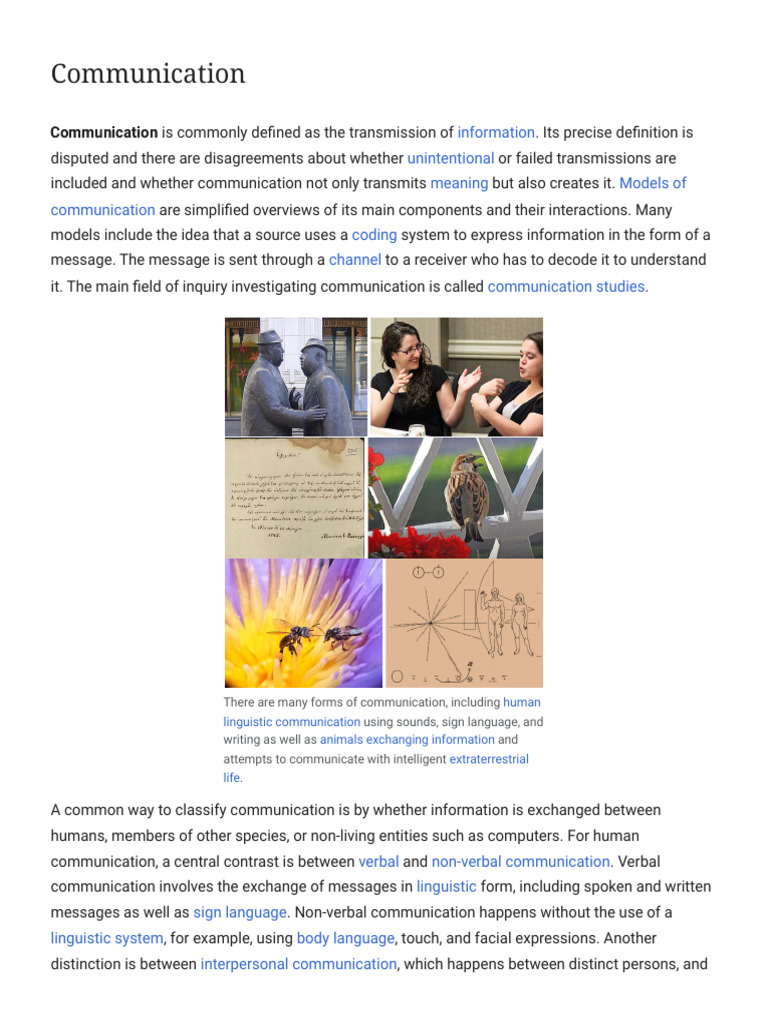Communication - Wikipedia | PDF