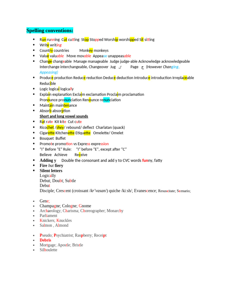 Spelling Rules | PDF