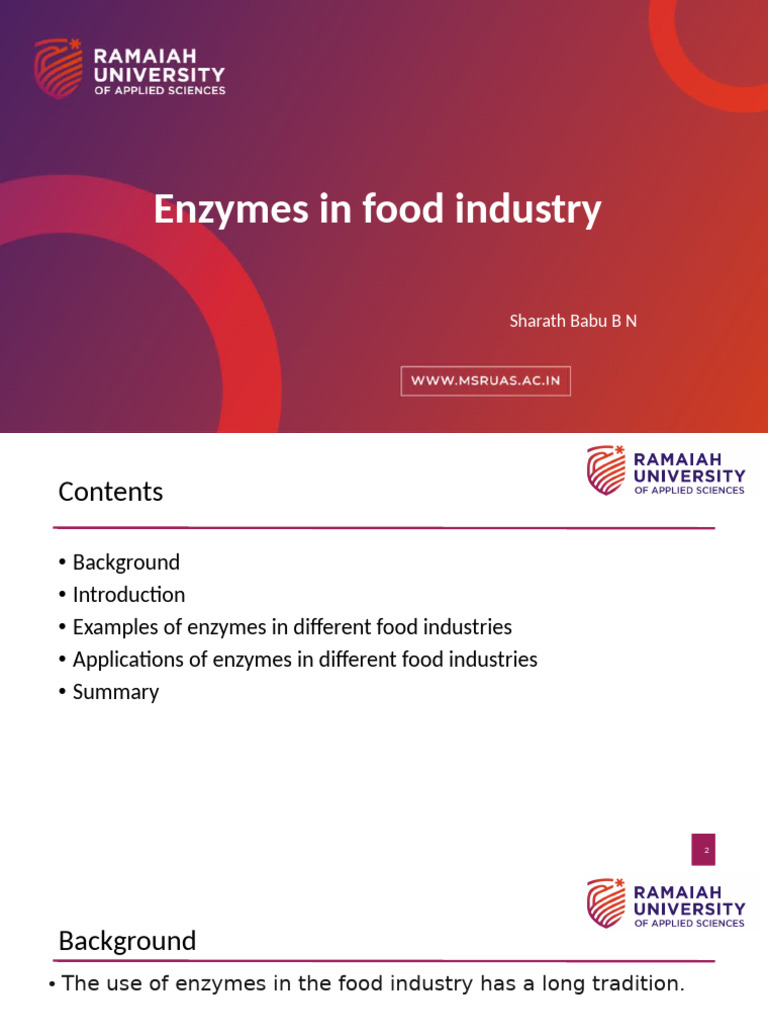 Unit 2 Enzymes in Food Industry | PDF