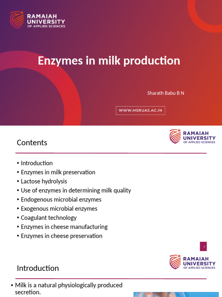 Unit-3 Enzymes in Milk Production | PDF