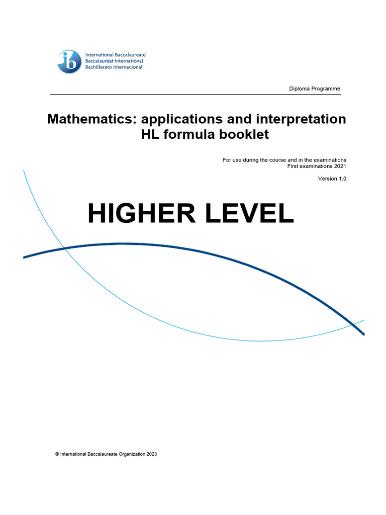 AI HL Formula Booklet | PDF
