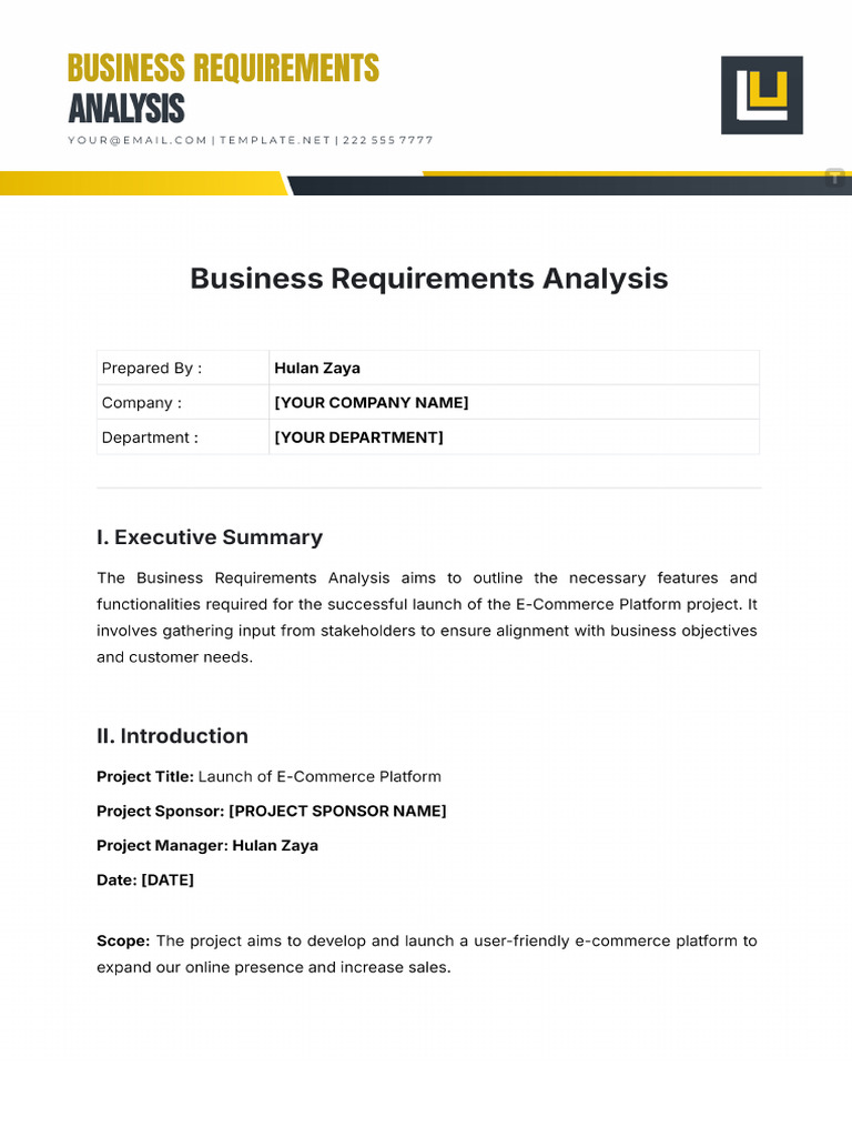 Business Requirements Analysis Template - Edit Online & Download ...