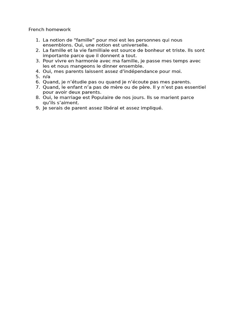 French Homework | PDF