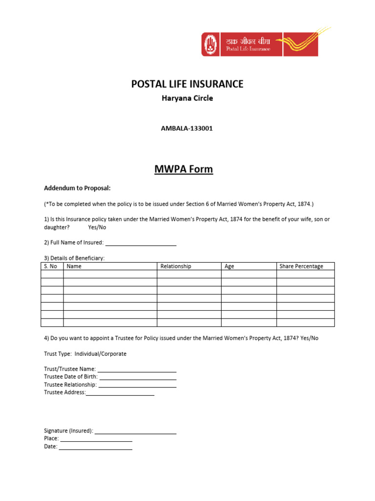 MWPA Form - PLI | PDF