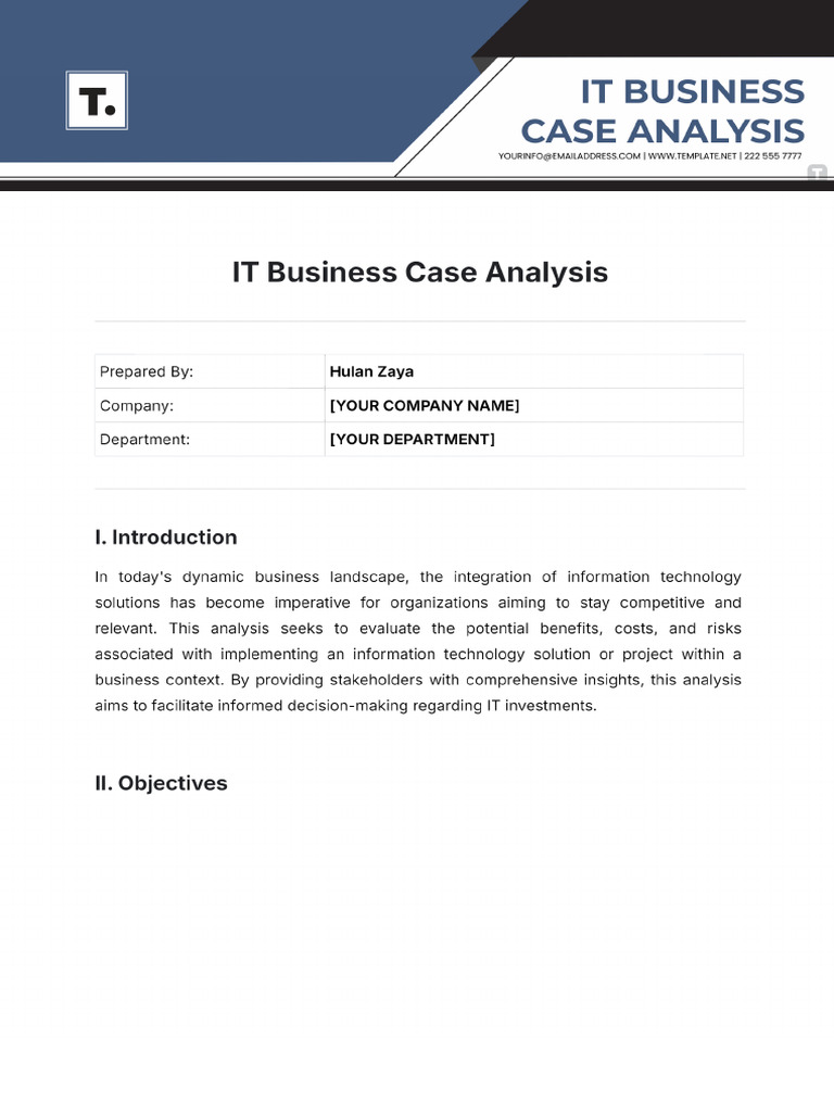 IT Business Case Analysis Template - Edit Online & Download Example | PDF