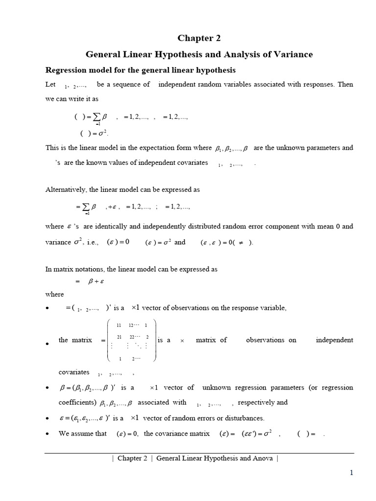 Chapter2 Anova General Linear Hypothesis | PDF