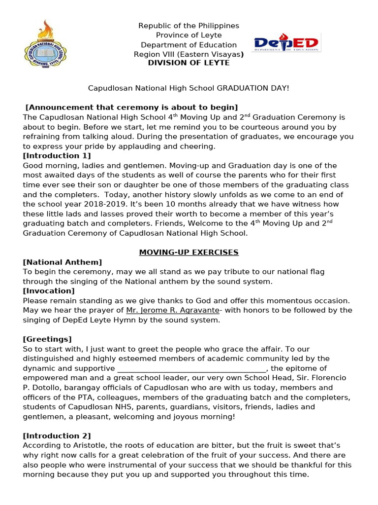 Script For Graduation | PDF