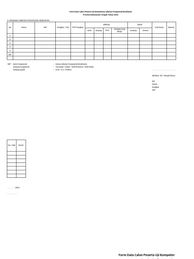 Form Data Calon Peserta Uji | PDF