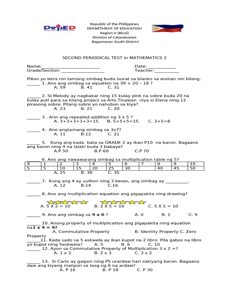 PT - Mathematics 2 - Q2 | PDF