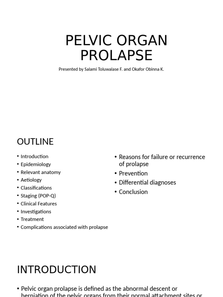 Obgyn Presentation (Pelvic Organ Prolapse) [Autosaved] | PDF