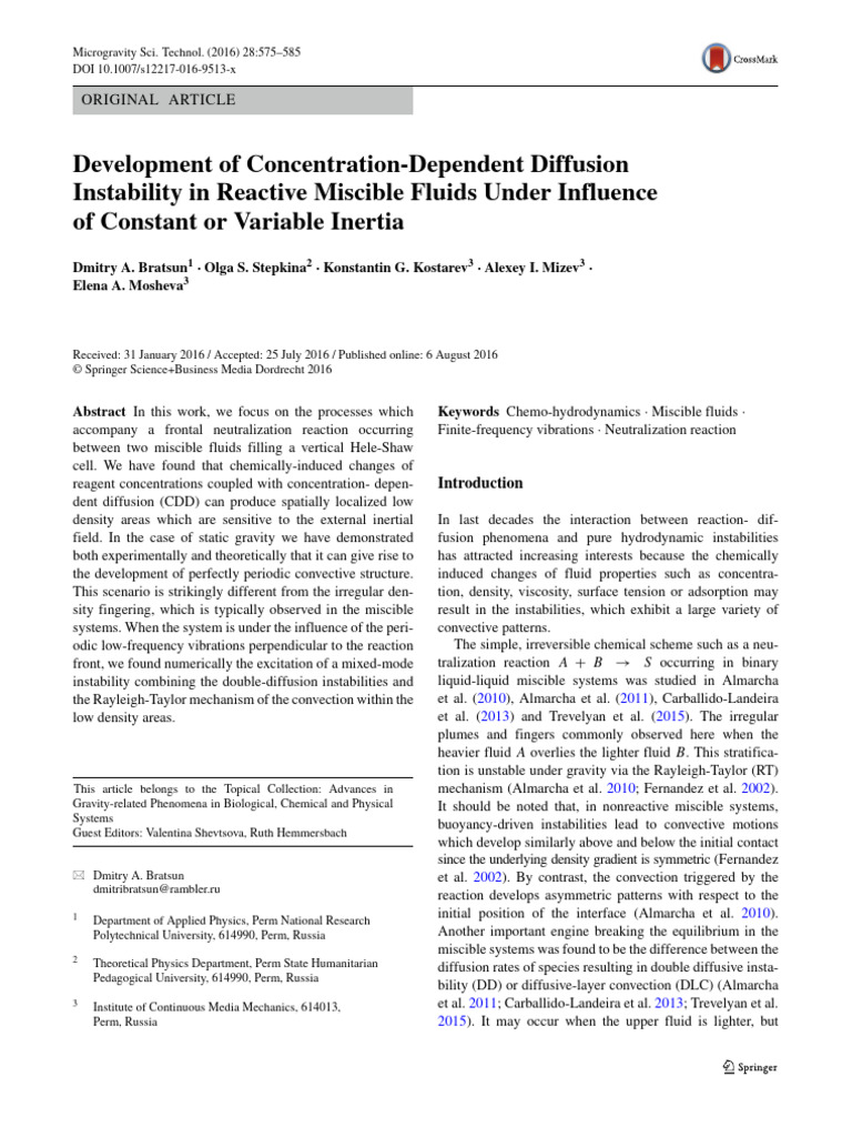 Development of Concentration-Dependent Diffusion Instability in ...