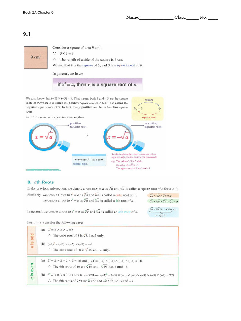 (S2) Ch9 Pythagoras' Theorem and Irrational Numbers Ss | PDF