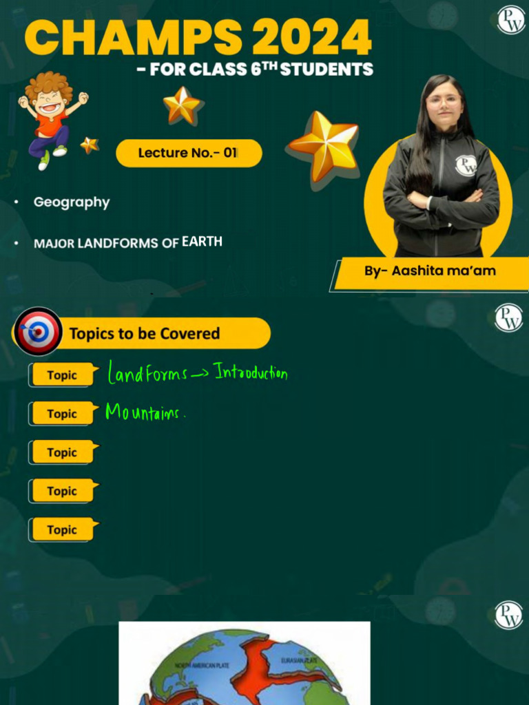 Geography - Major Landforms of Earth 01 Class Notes Champ ...