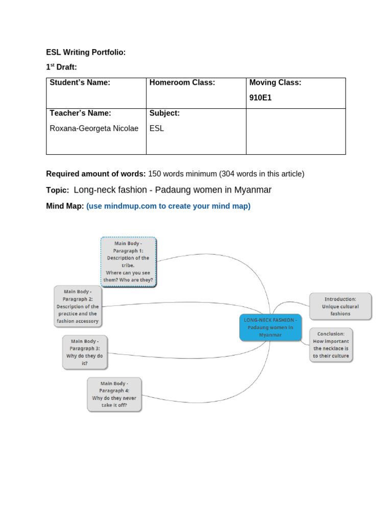 ESL_Writing_Portfolio_Template_First_Draft - EXAMPLE | PDF