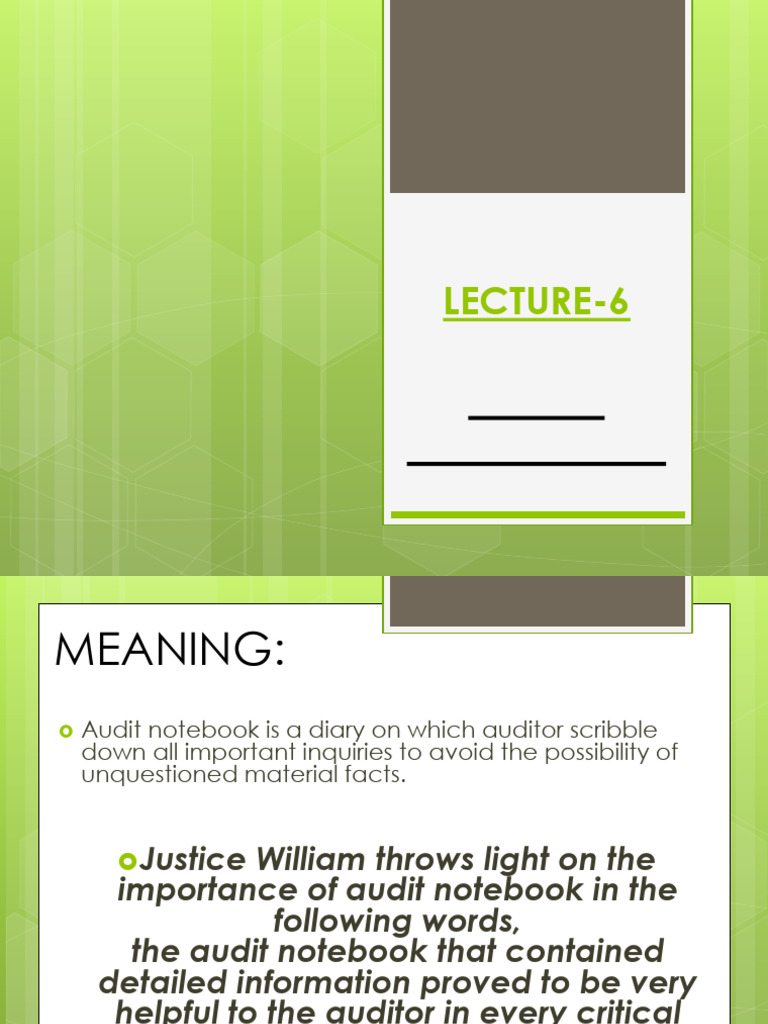 Lecture-6: Audit Note Book | PDF