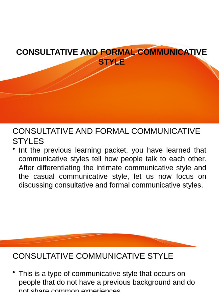 Consultative and Formal Communicative Style | PDF