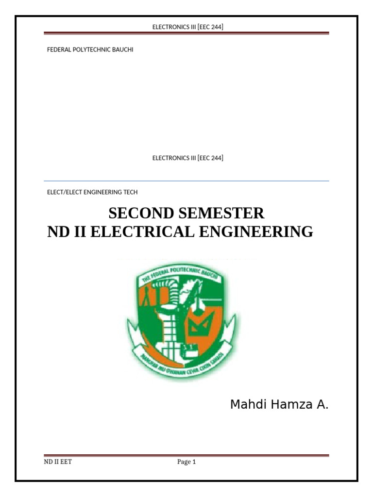 Electronics III Lecture Note Eec 244 | PDF | Amplifier | Science ...