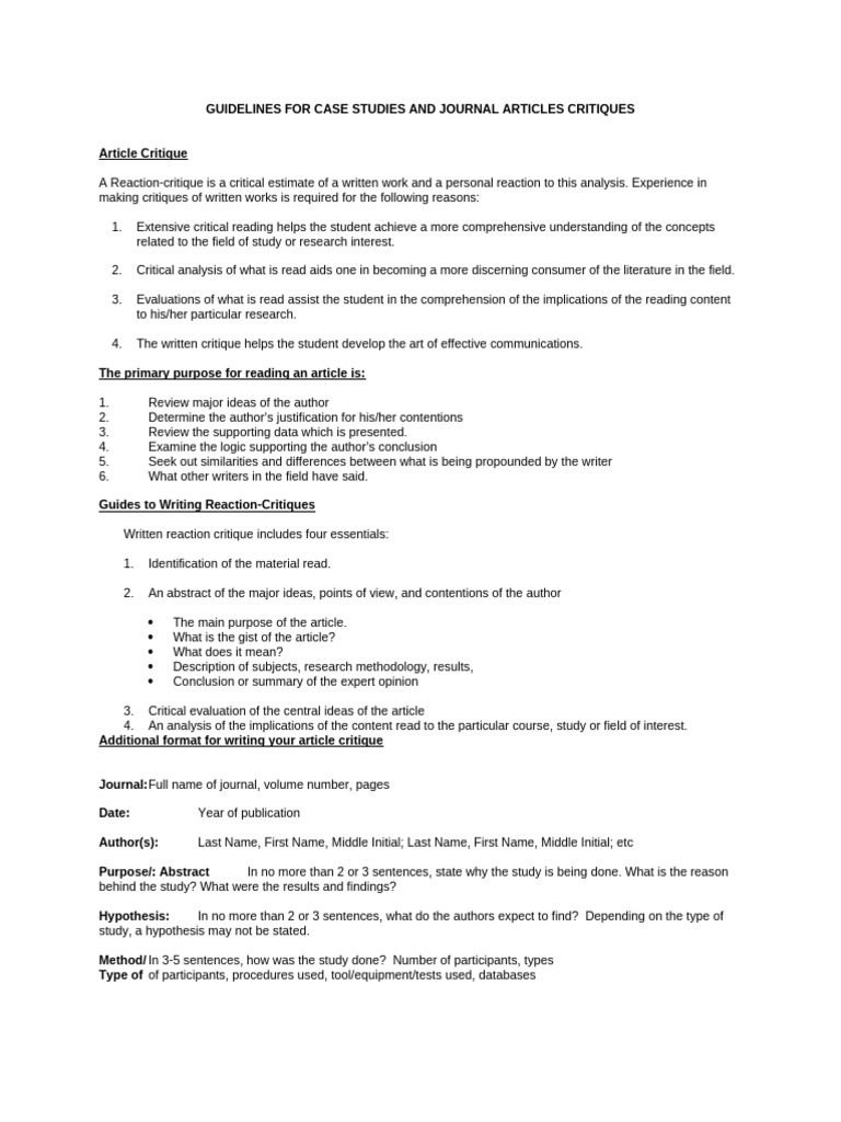 Article Critique Assignment and Rubric EDUC 605 (AutoRecovered) | PDF