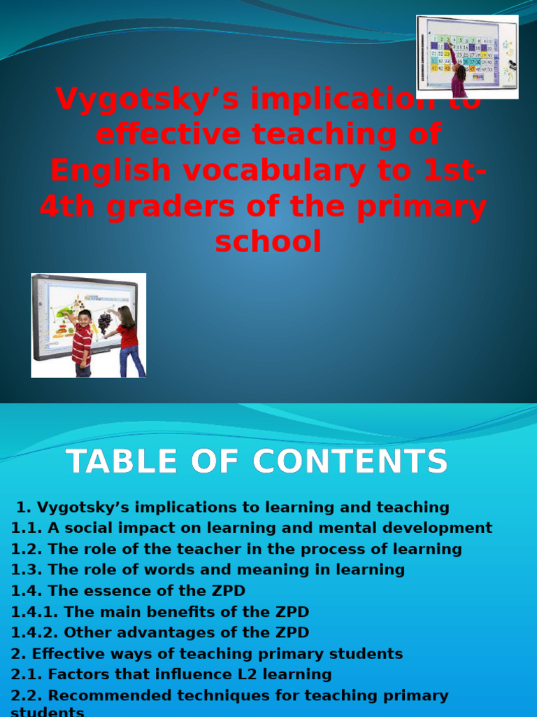 Prezentacja Vygotsky’s implication to effective teaching of English vocabulary to 1st-4th ...