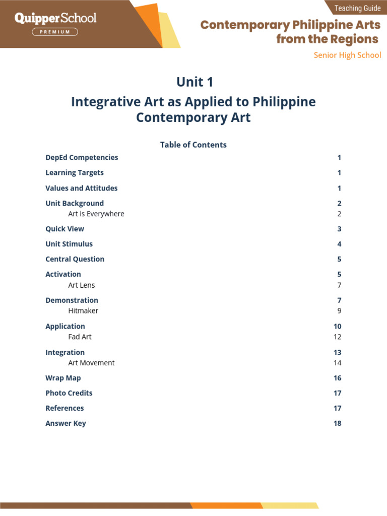 CPAR 11 - 12 Q3 01 Integrative Art As Applied To Philippine Contemporary Art TG | PDF