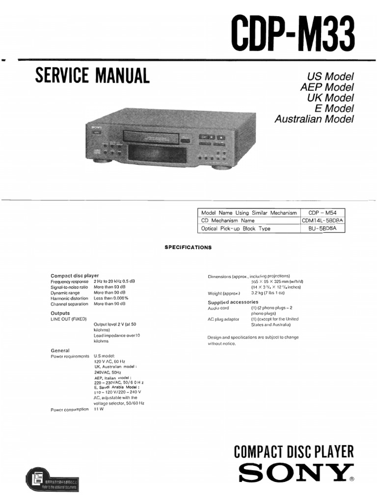 Sony CDP m33 | PDF