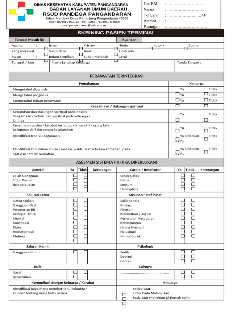 RM. 50 Skrining Pasien Terminal | PDF