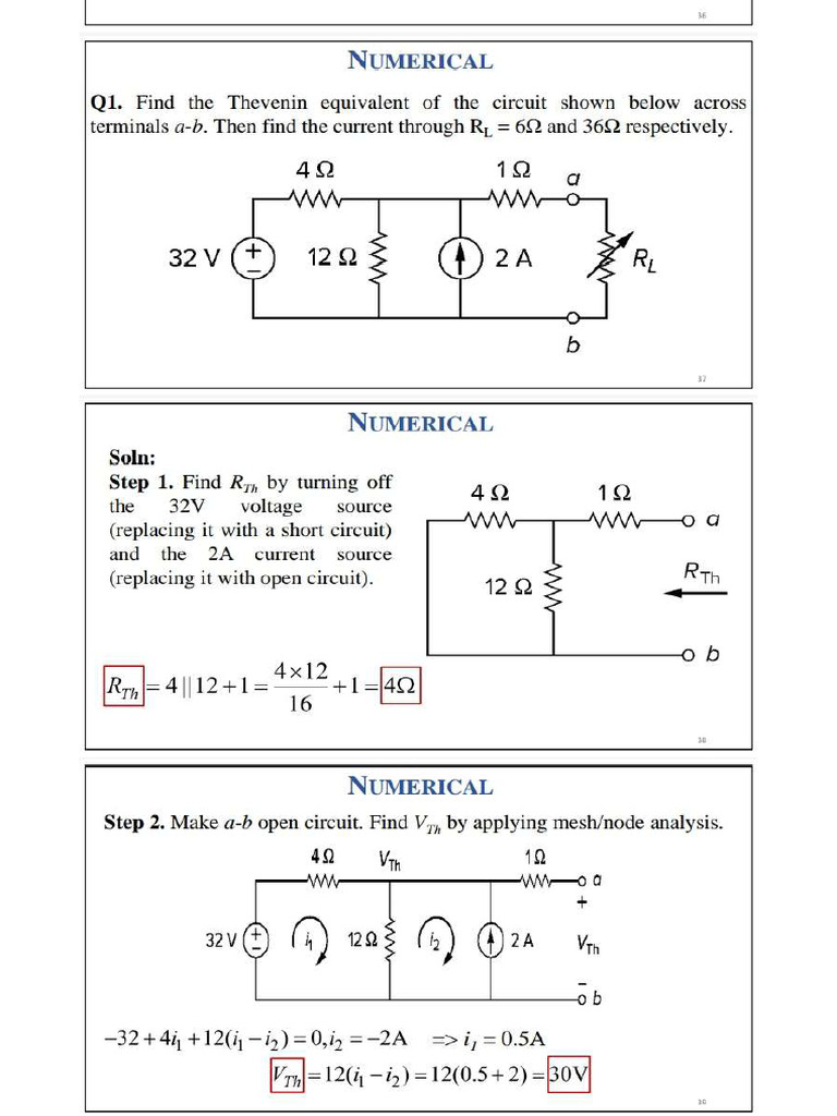 Thevenin Theorem Numerical | PDF