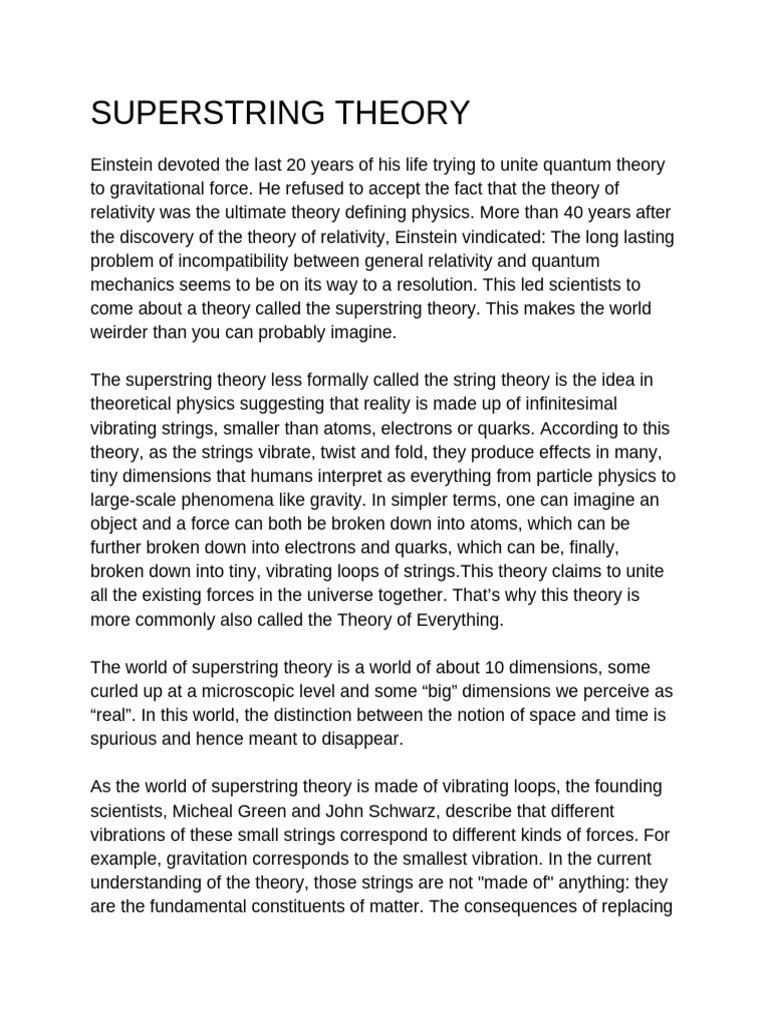 SUPERSTRING THEORY | PDF