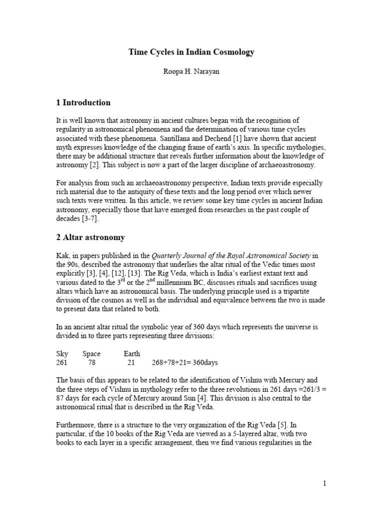 Time Cycles in Indian Cosmology | PDF